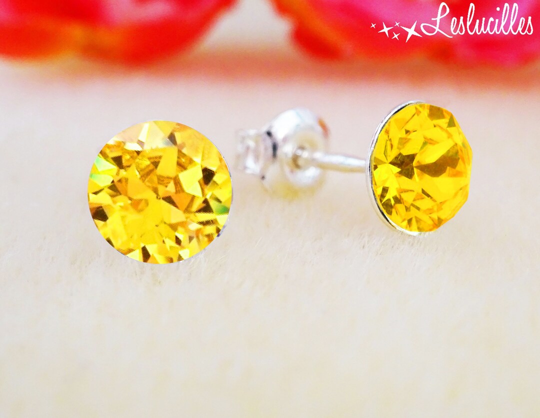 TOPAZ Stud Earrings, 4, 6 or 8mm, Ear Studs, Silver Earrings (nickel ...