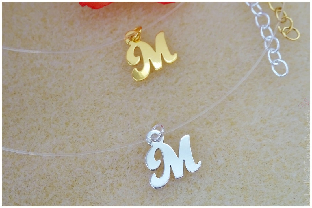 Invisible Necklace, Alphabet Letter, Initial - 925 Sterling Silver or ...