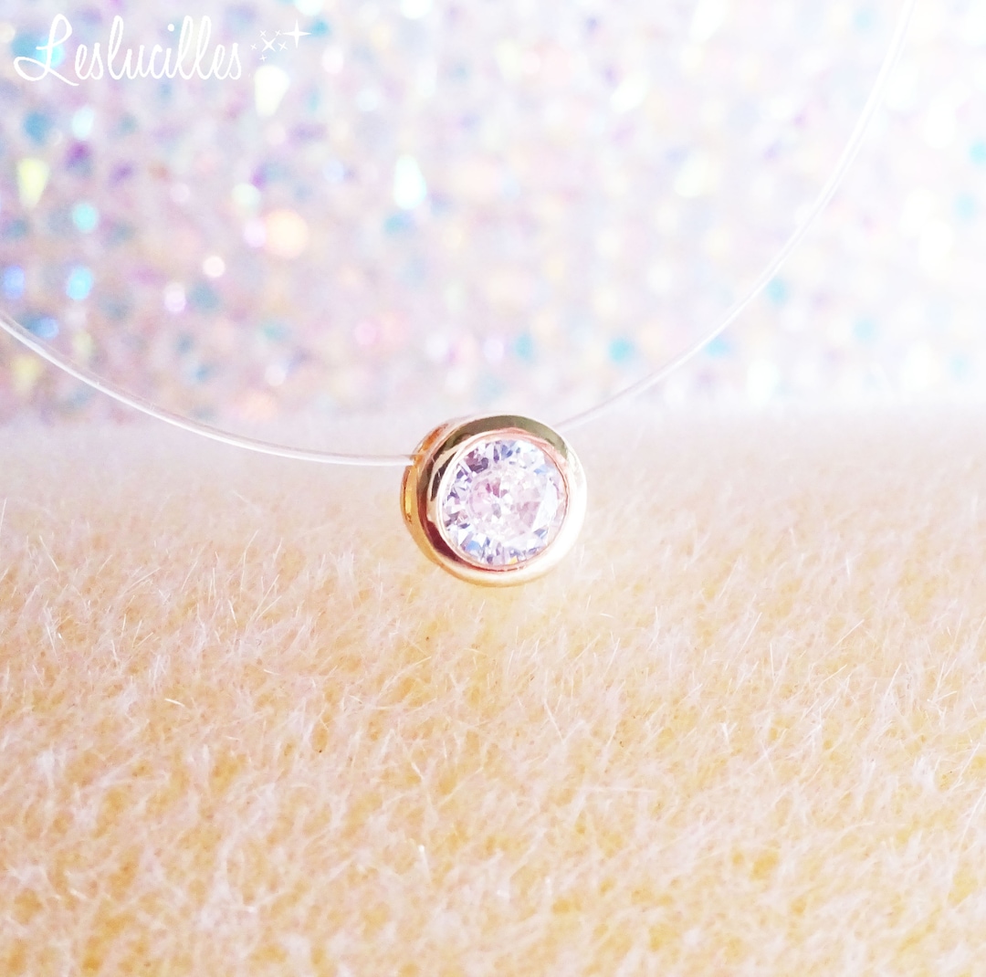 Collier Transparent Avec Pendentif 5,3mm (0,21 Inches), Zircon En P. or ...