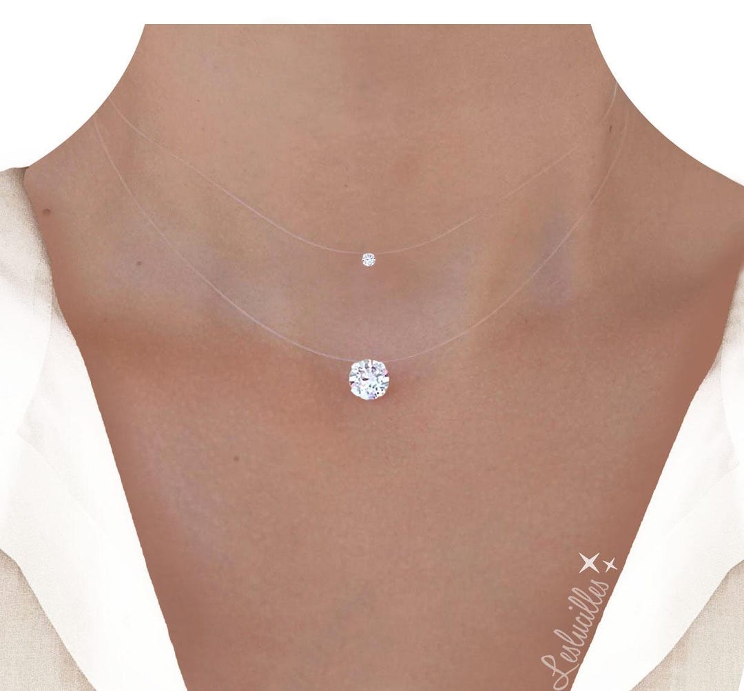 Invisible Necklace, DOUBLE OR SINGLE - Choker in Transparent Peach ...