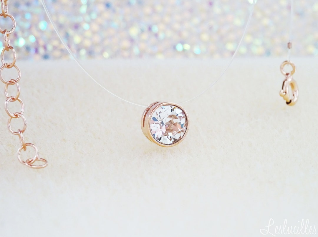 Invisible Transparent Necklace, Rose Gold, Minimalist Choker, Length of ...