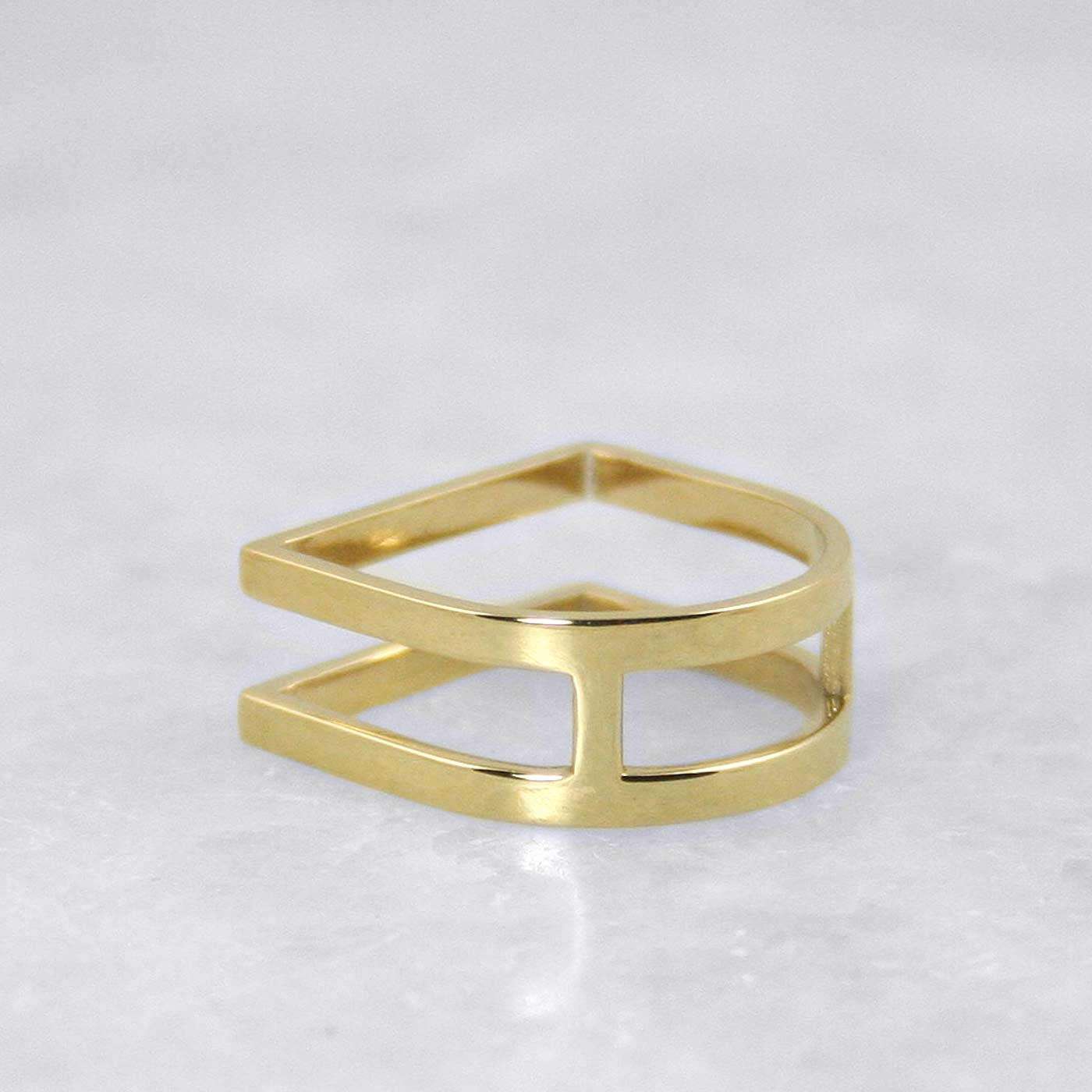 2 Line Ring Modern Gold Ring Statement Ring Minimal Ring - Etsy