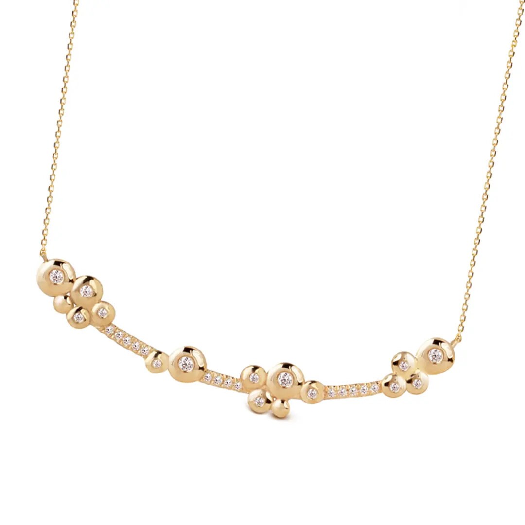 14K Gold Small Diamond Bar Necklace With bubble Diamonds - Etsy