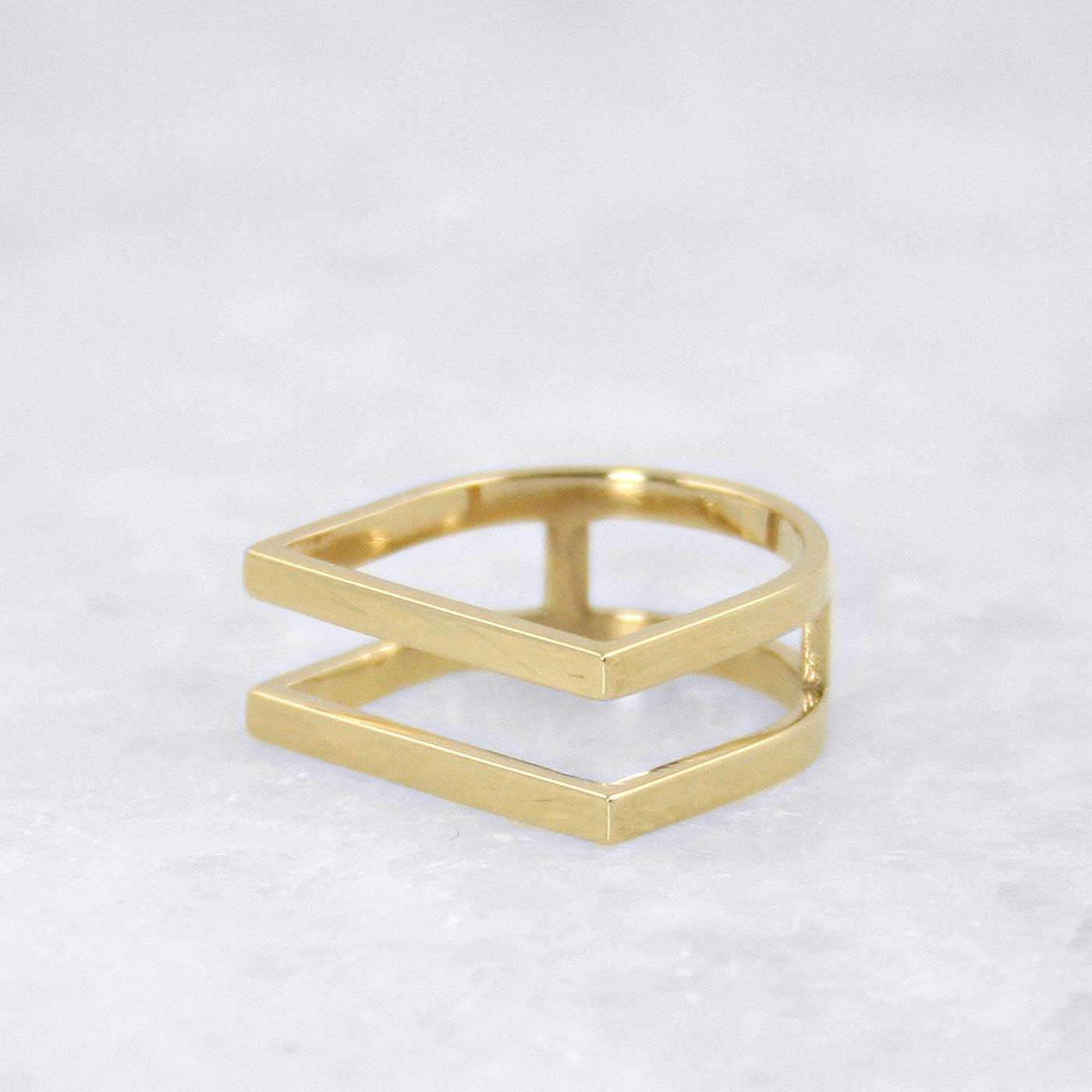 2 Line Ring Modern Gold Ring Statement Ring Minimal Ring | Etsy