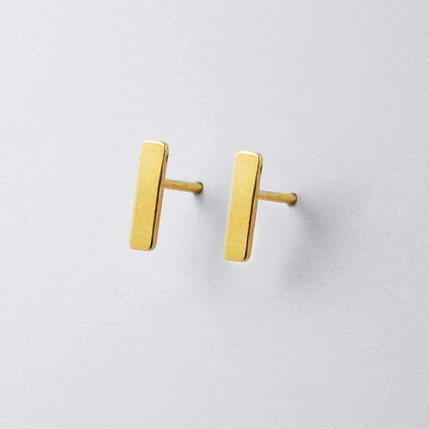 Small Size Line Stud Earrings Yellow Gold 14-karat Line | Etsy
