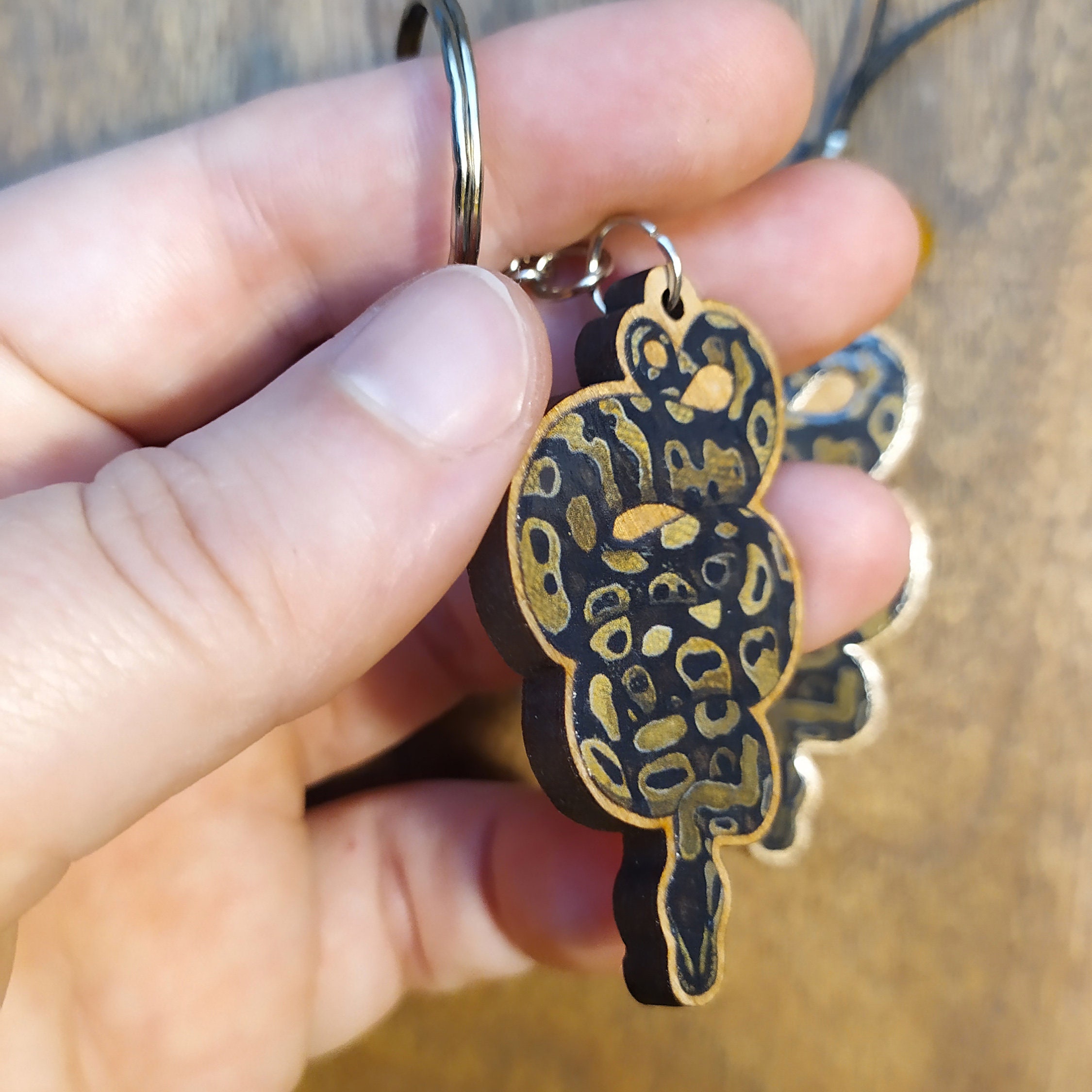 Keychain Charm or Strap of a Ball Python Printed on Wood - Etsy UK