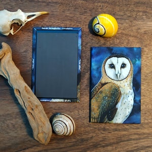 Rectangle Illustrated Magnet Barn Owl or Great Horned Owl or Set of 2 ...