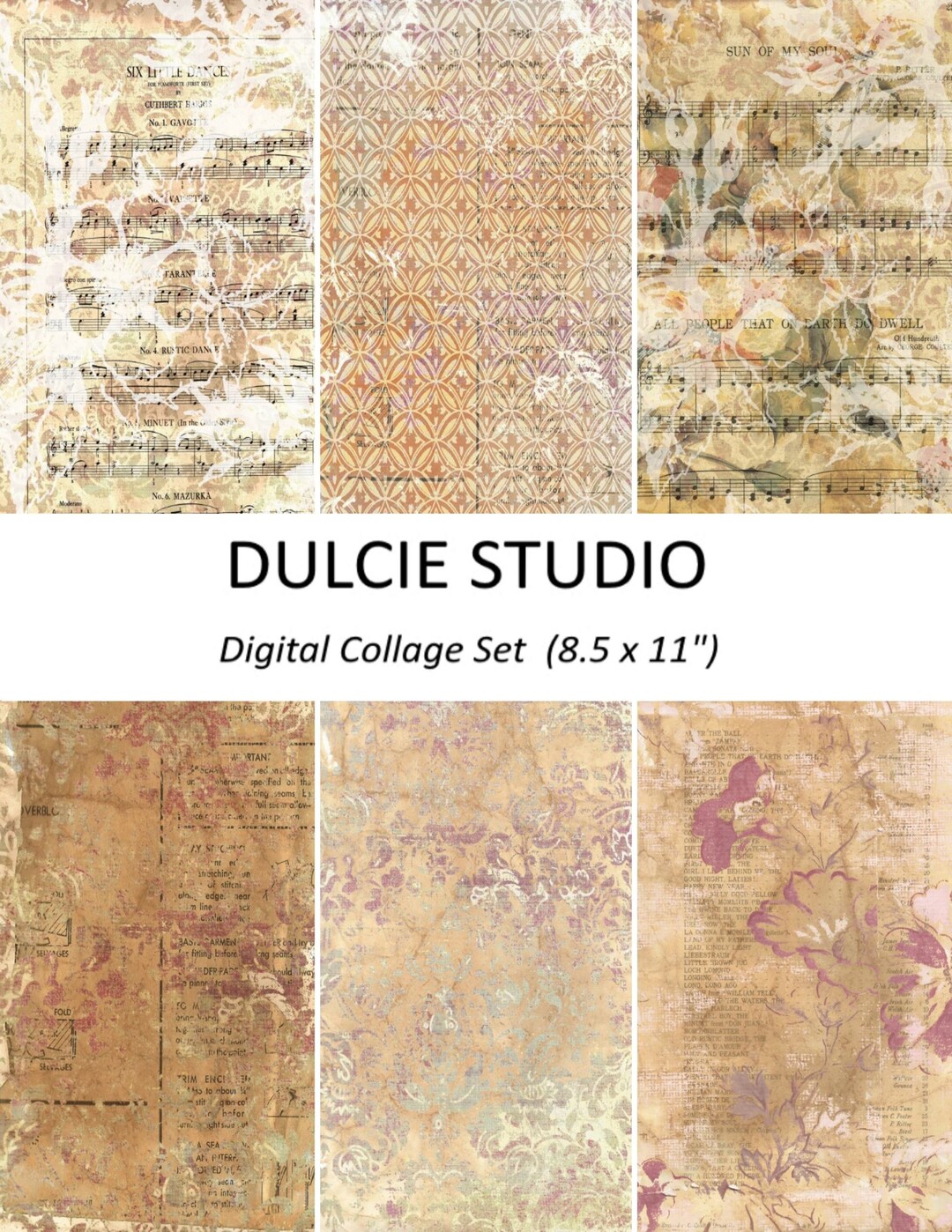 Six Unique Digital Printable Paper Backgrounds 8.5 X 11 Inch Jpeg. for ...