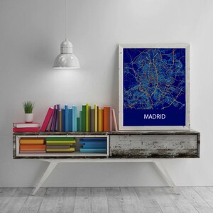 Madrid Map Poster Print Night - Etsy