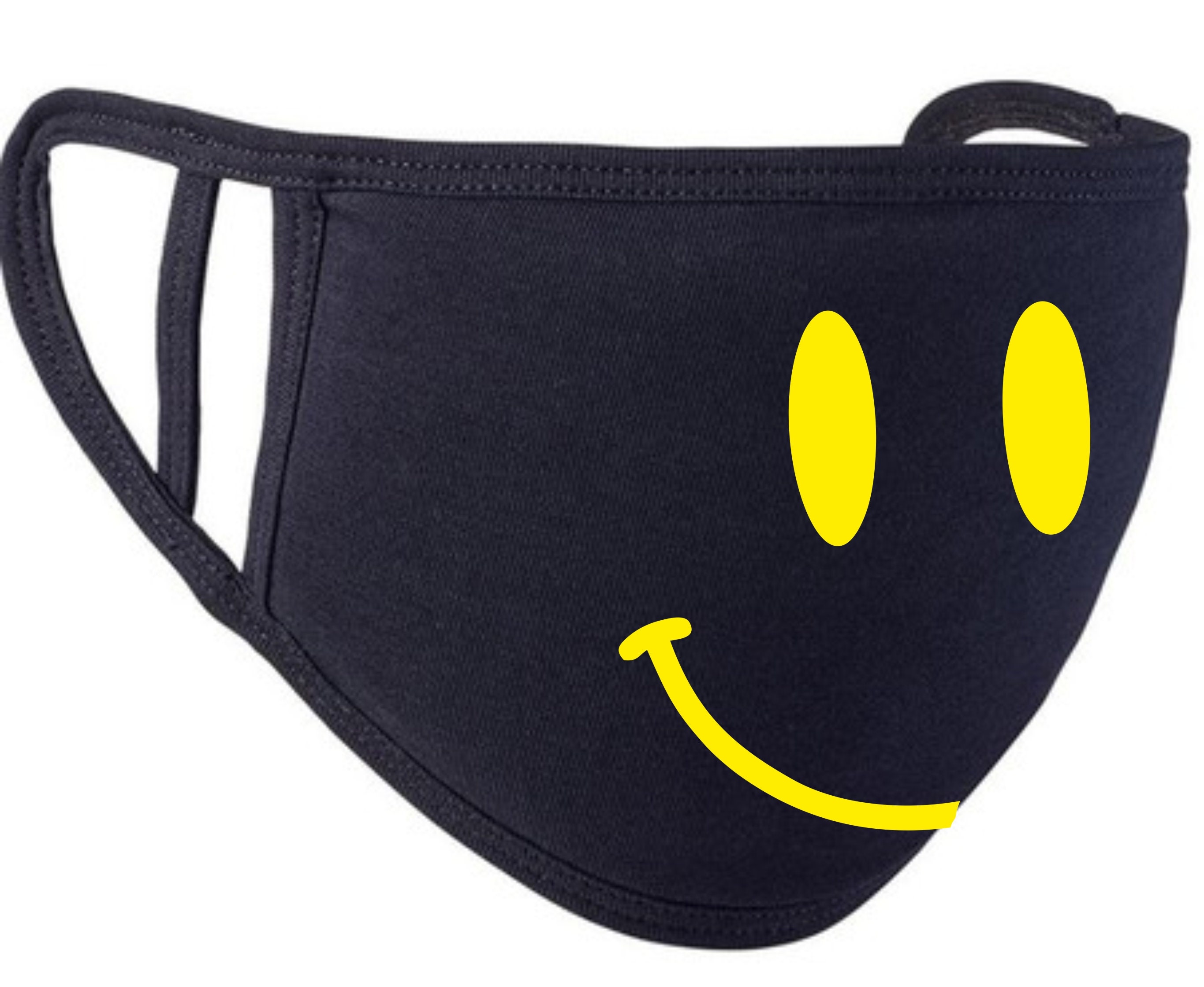 Smiley Face Mask Covering Black Yellow | Etsy