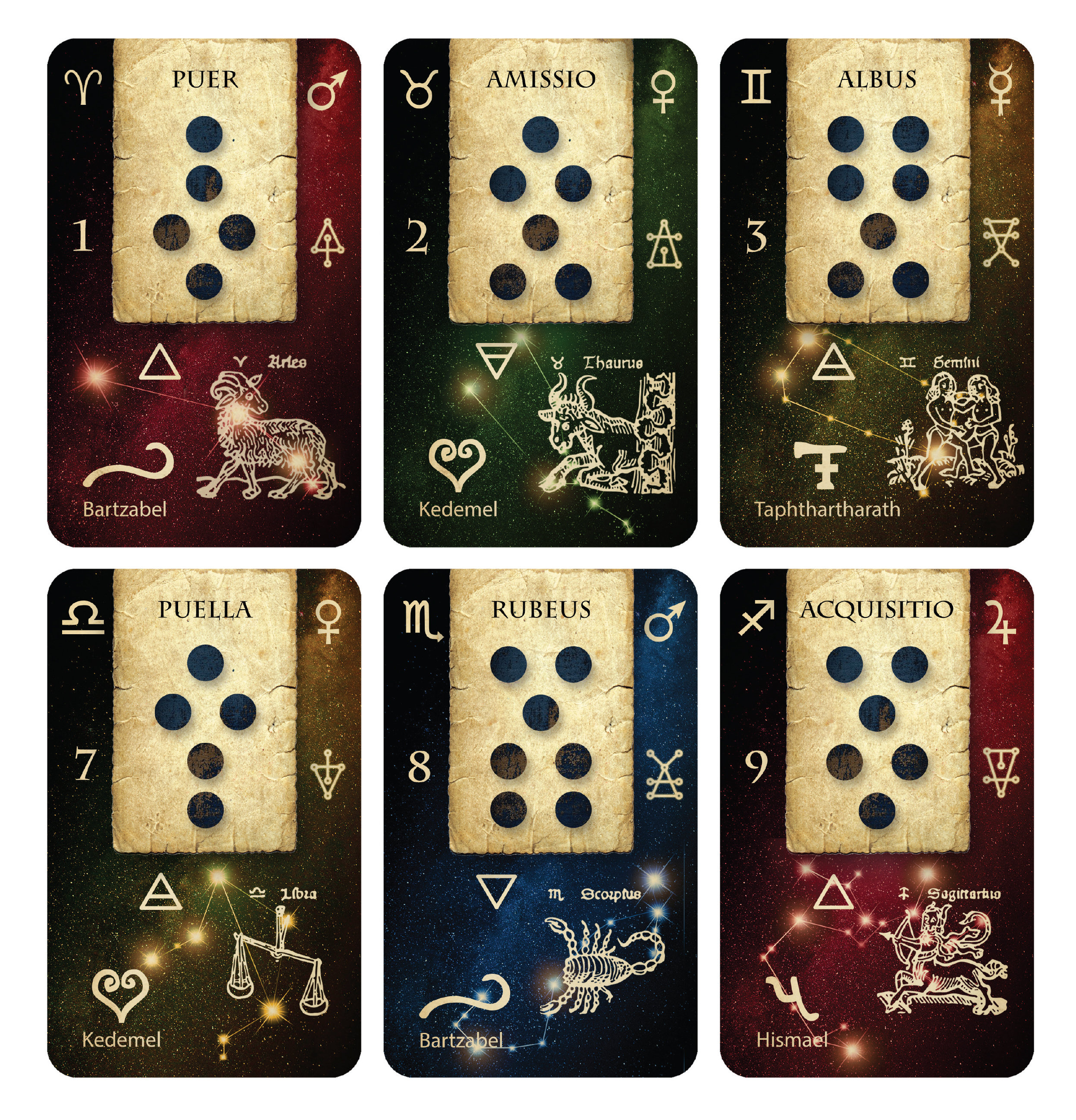 Geomantic Cards, Astro Geomantic Oracle, Magic Divination Cards With ...