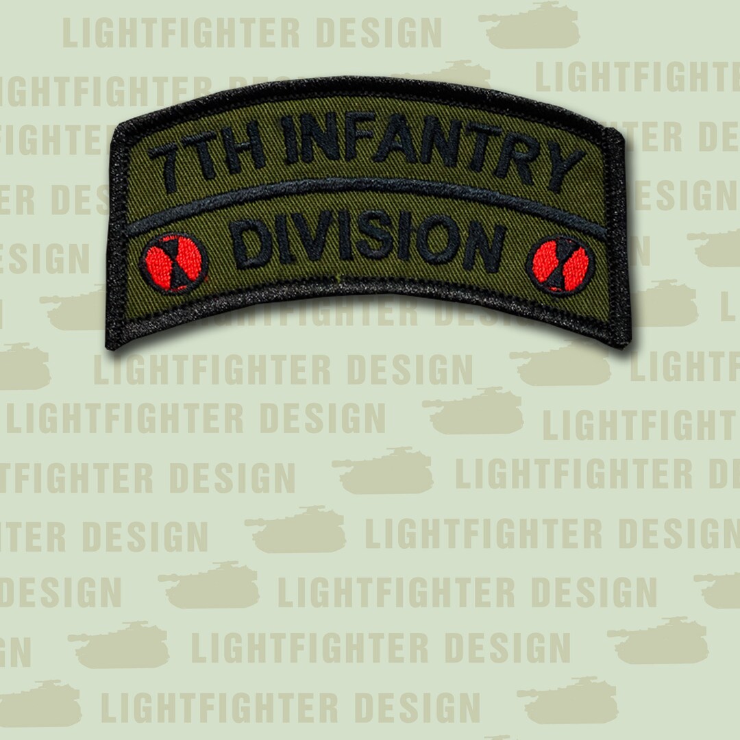 7th Infantry Division Light OD Green COMBAT TAB - 3 1/2" X 2" Merrowed ...