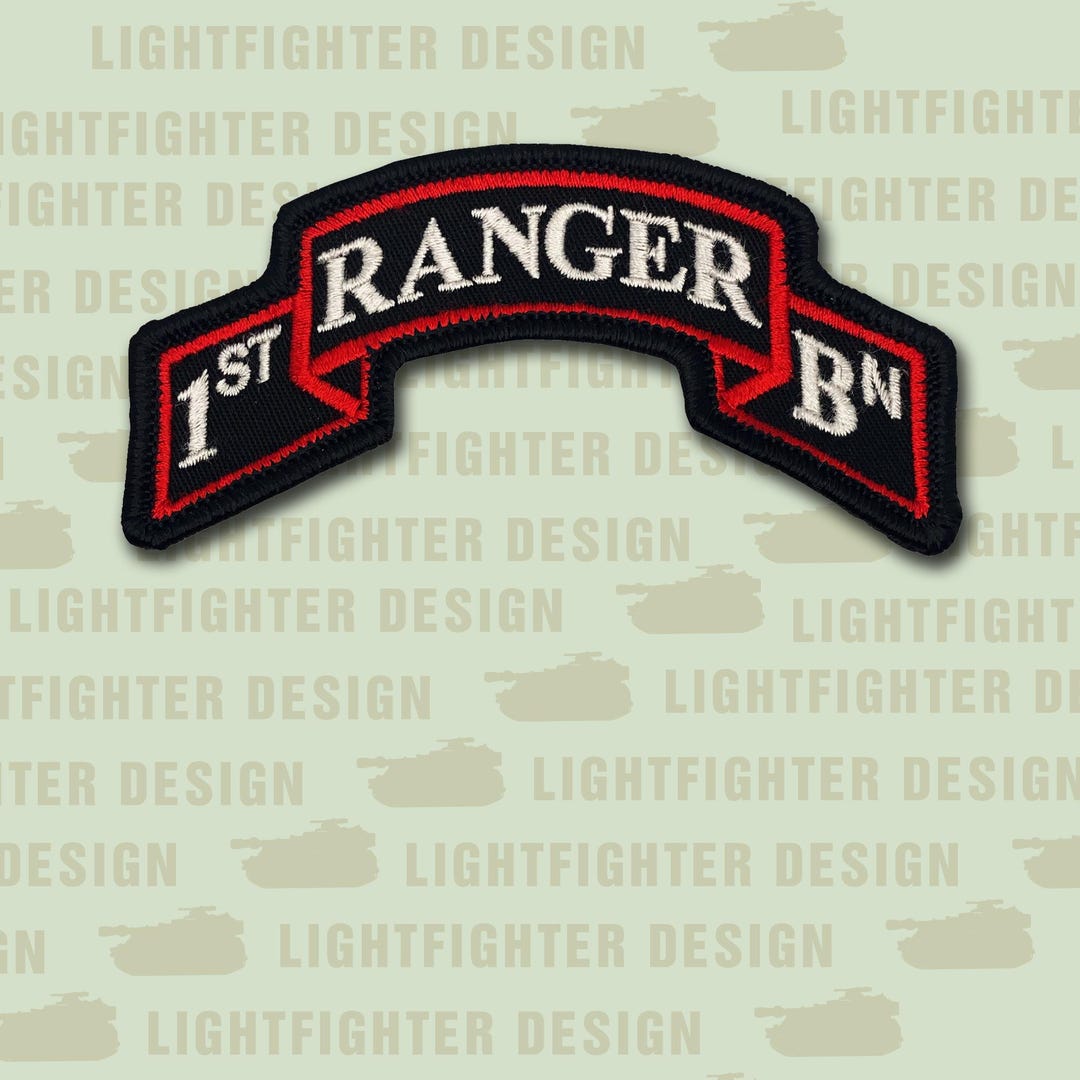 1st Ranger Battalion Scroll - 3 7/8" X 2" Merrowed Edge, Hook & Loop ...