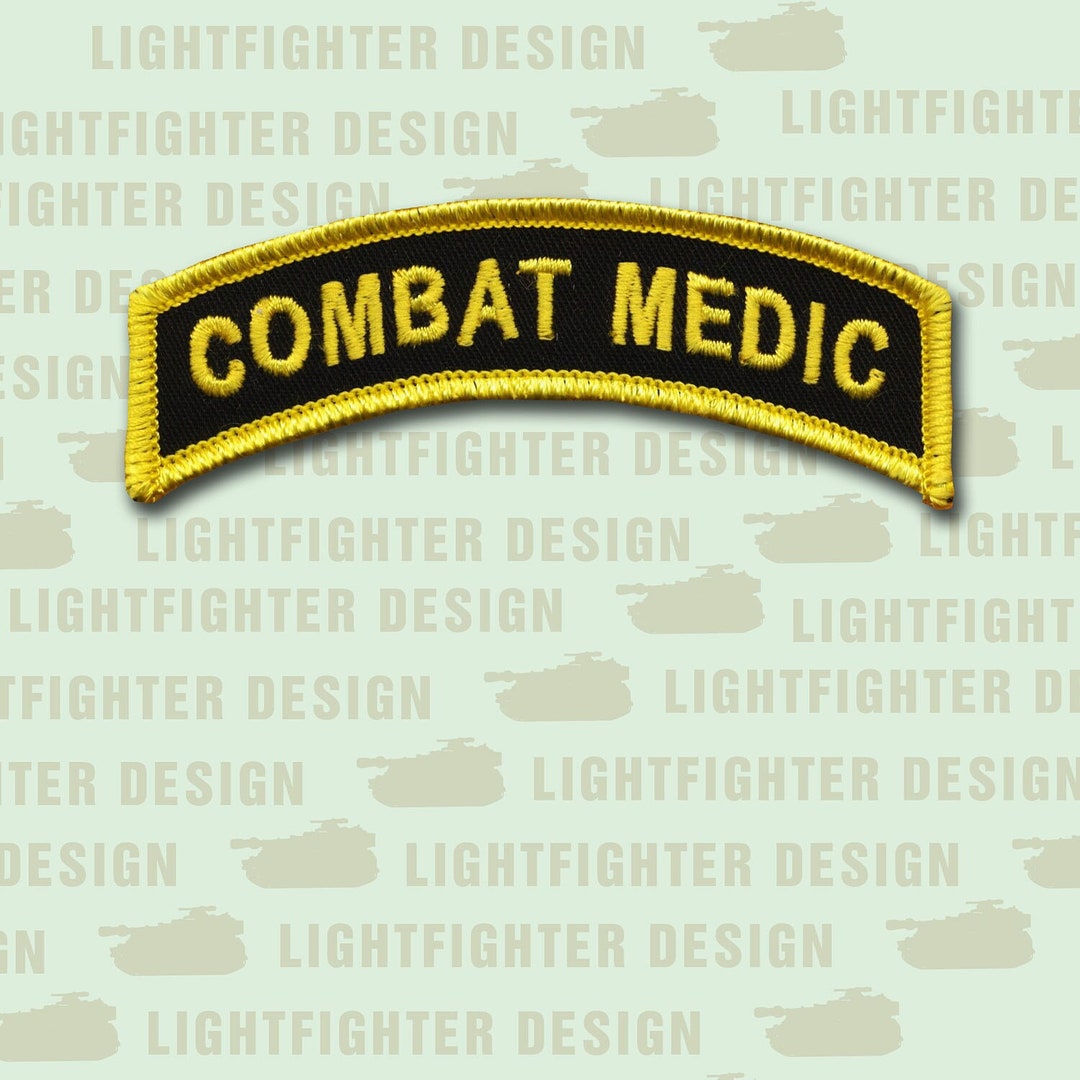 Combat Medic Embroidered Tab - (CVMA Style) 3 1/2" X 1" - Merrowed Edge ...