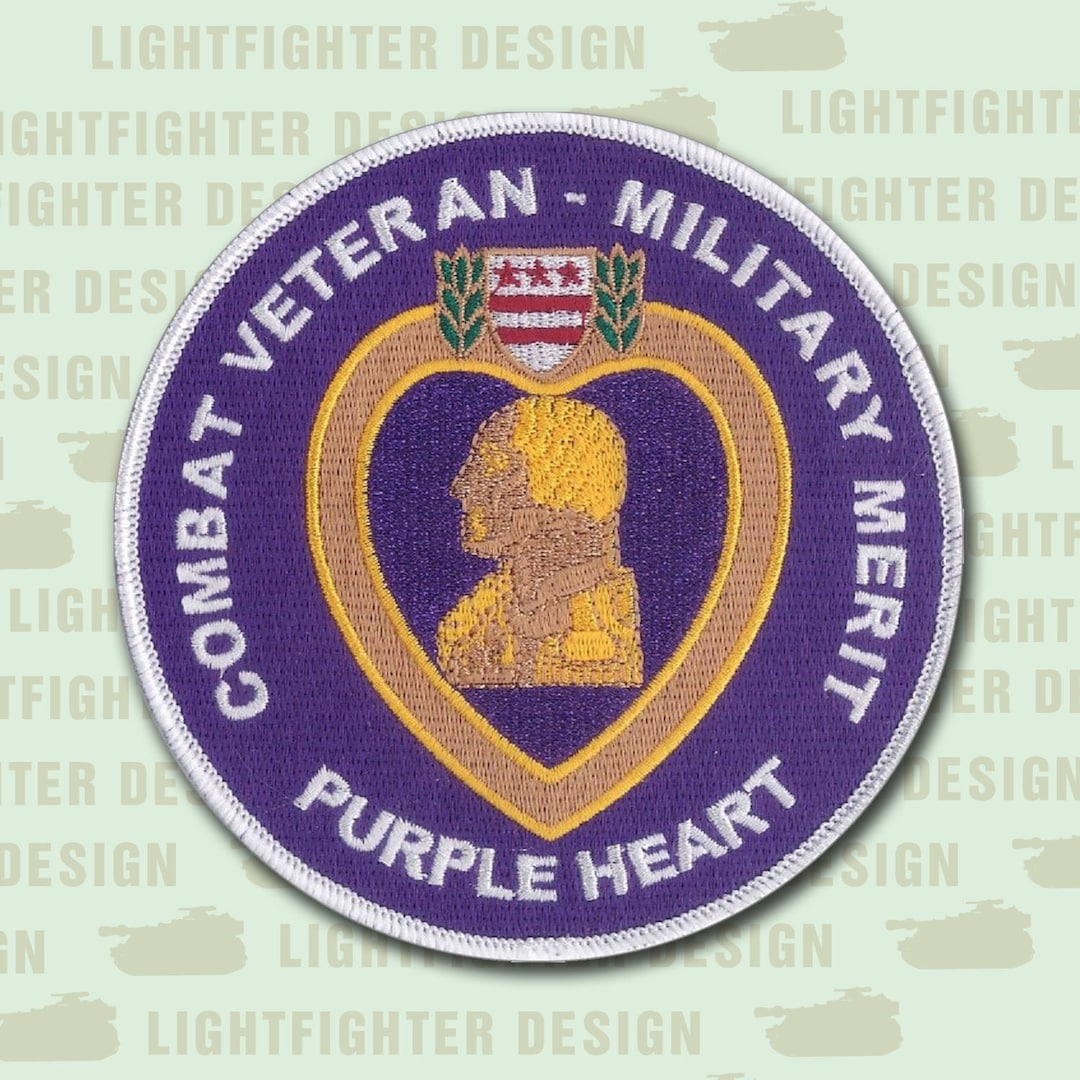 Purple Heart Patch - 4 1/2" Diameter - (NO TAB) - Merrowed Edge With ...