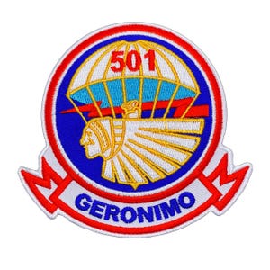 501st Parachute Infantry "geronimo" Patch - 3 1/2" X 3 7/8" WAX Backing ...