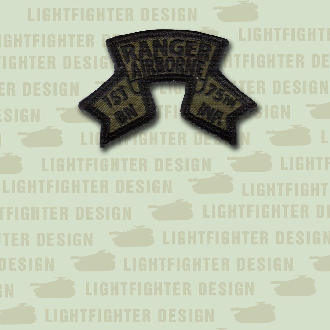 Old School US 1st Ranger Battalion Scroll OD 3 1/4 X 2 3/8 Merrowed ...