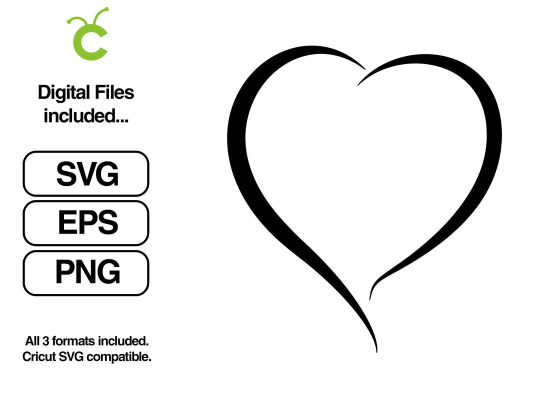 Open Heart Frame Sketch Silhouette SVG Instant Download Cricut Svg, Png ...