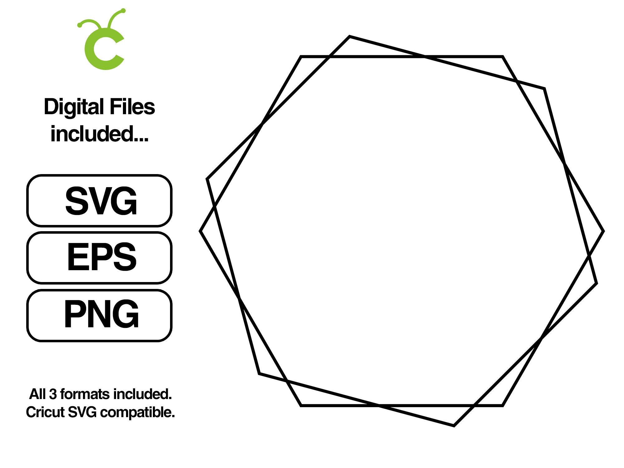 Hexagonal Hexagon thin frame sketch doodle silhouette SVG Instant ...