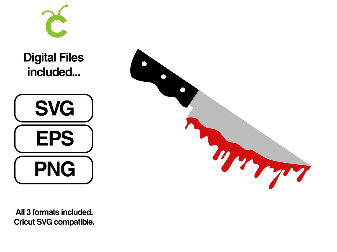 Knife, Blood, Bloody Knife Vector Halloween Horror Design SVG Instant ...