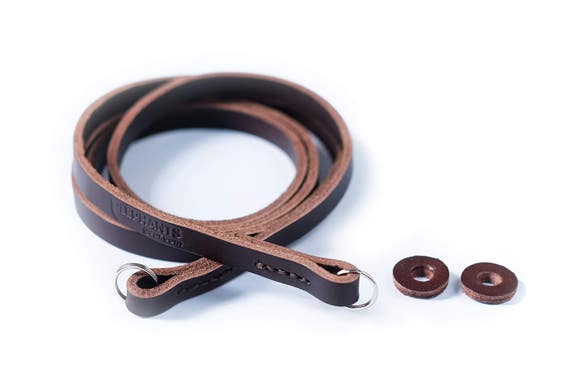 Thin brown Leather Camera strap reportage camera strap | Etsy