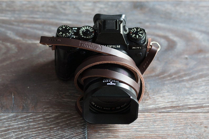 Thin Brown Leather Camera Strap Reportage Camera Strap - Etsy