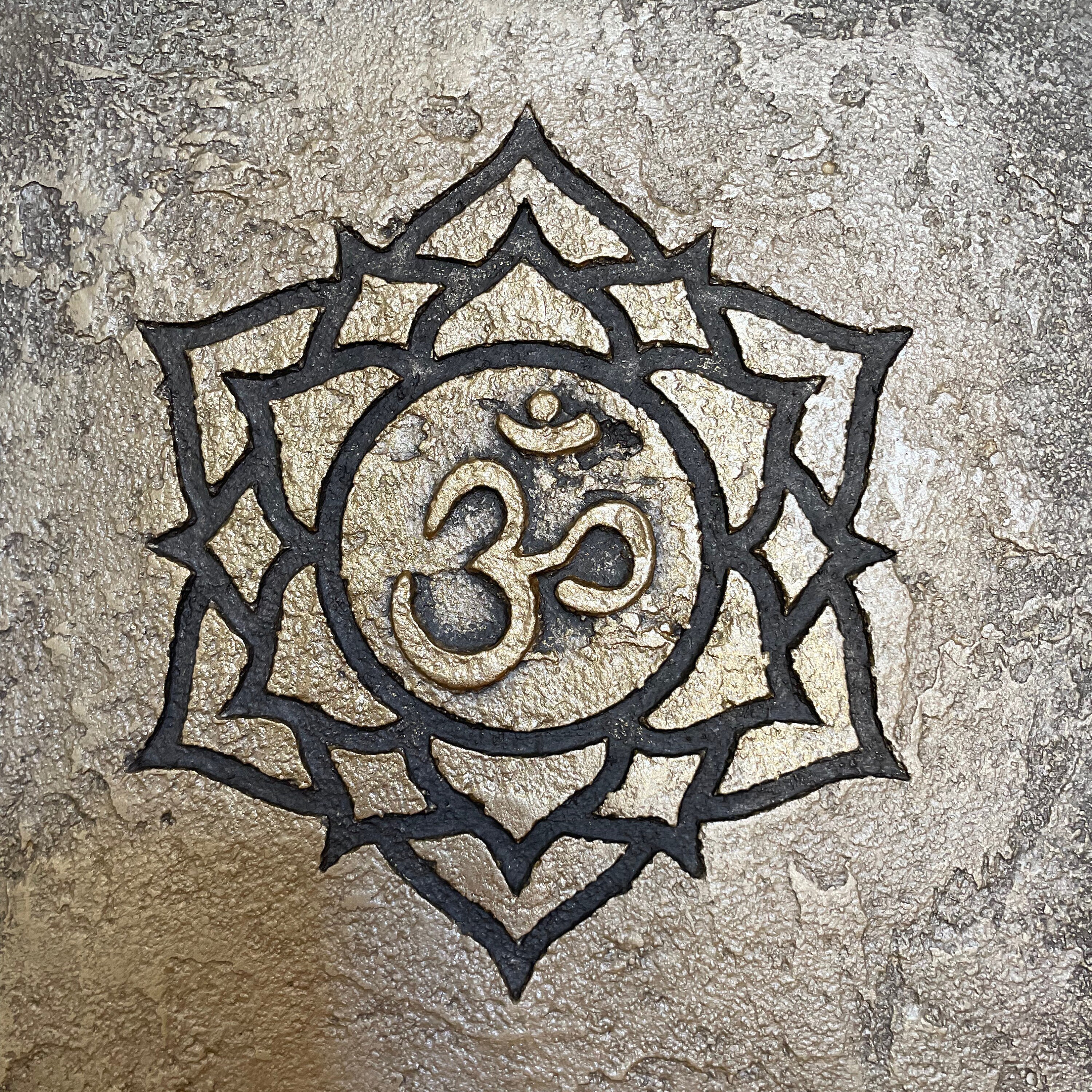 Seven Chakra Wall Art Set Engraved in Stone Texture in Gold and Silver ...