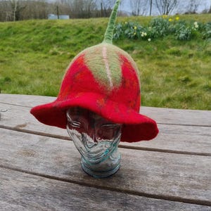 Strawberry Fruit Felt Hat Pointy Pixie Fairy Elf Felted Wool Hat Funky ...