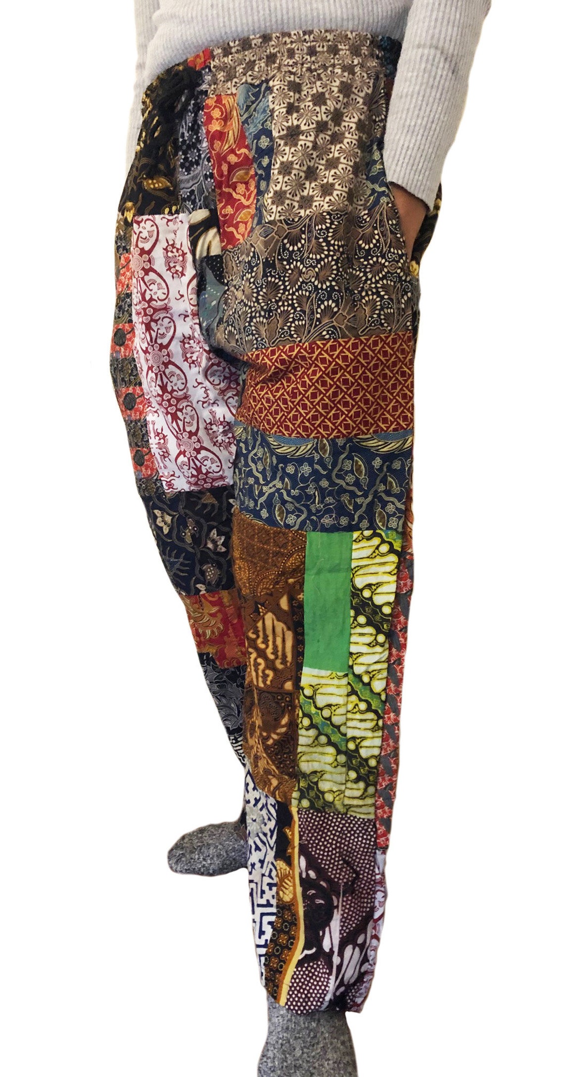 Unisex Batik Patchwork Trousers Karma Accessories Pants Hippy | Etsy