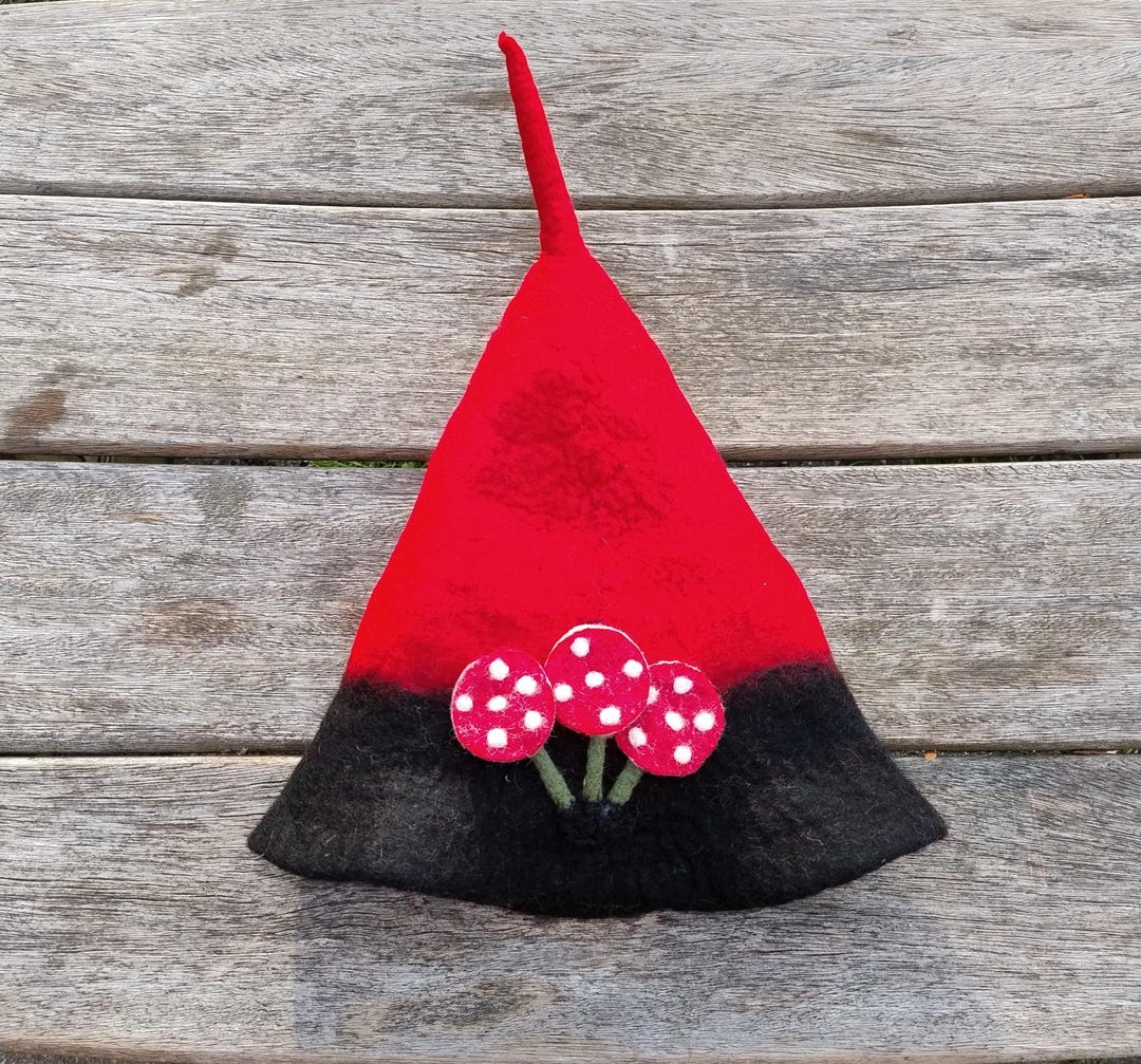 Pointed Toadstool Mushroom Felt Hat Woodland Pixie Fairy Elf Felted ...