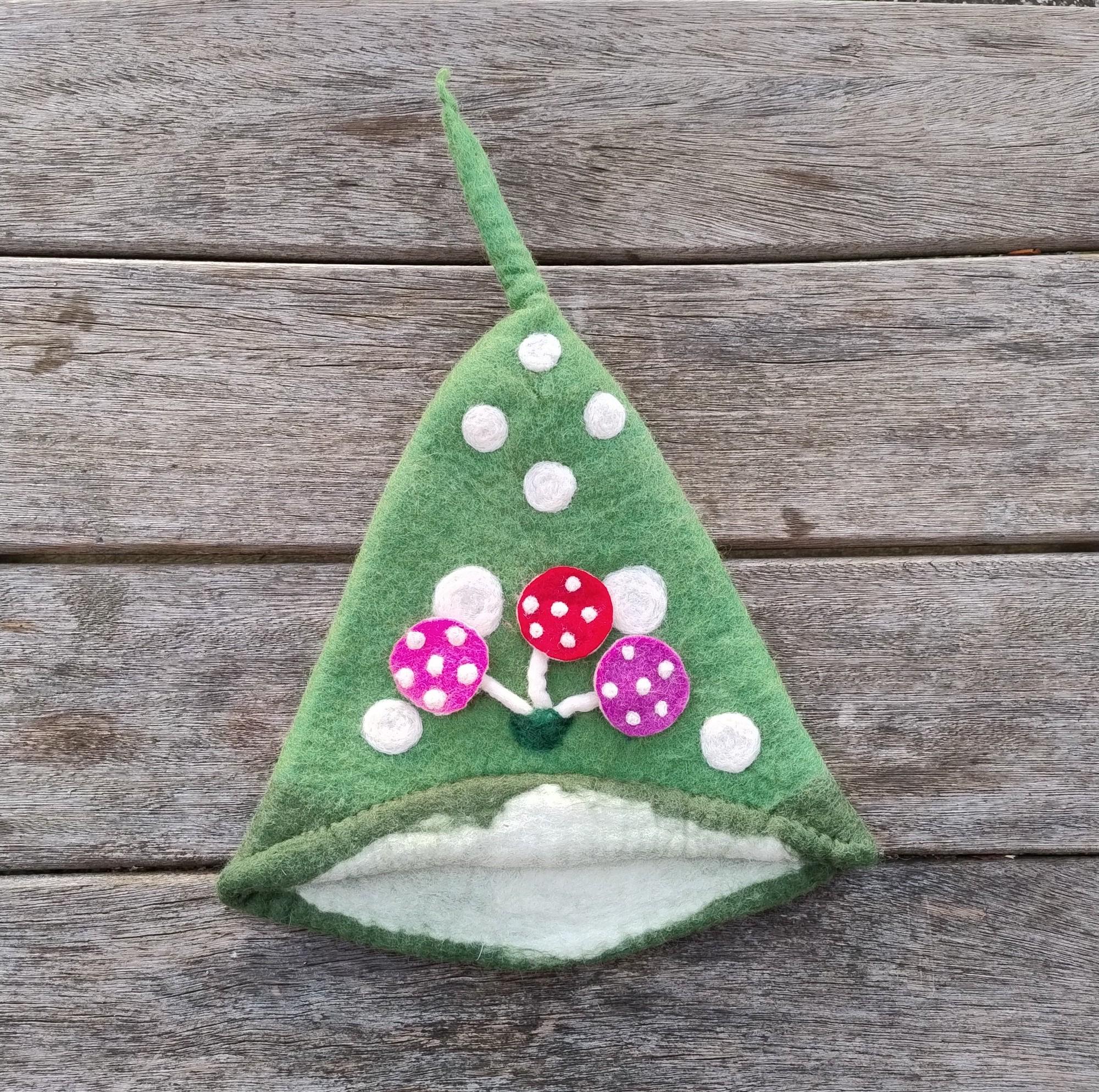 Pointy Elf Toadstool Mushroom Felt Hat Woodland Pixie Fairy Felted Wool ...