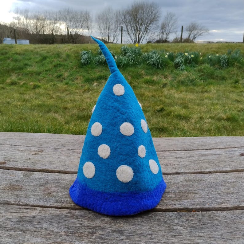 Pointed Elf Toadstool Mushroom Felt Hat Blue Woodland Pixie Fairy ...