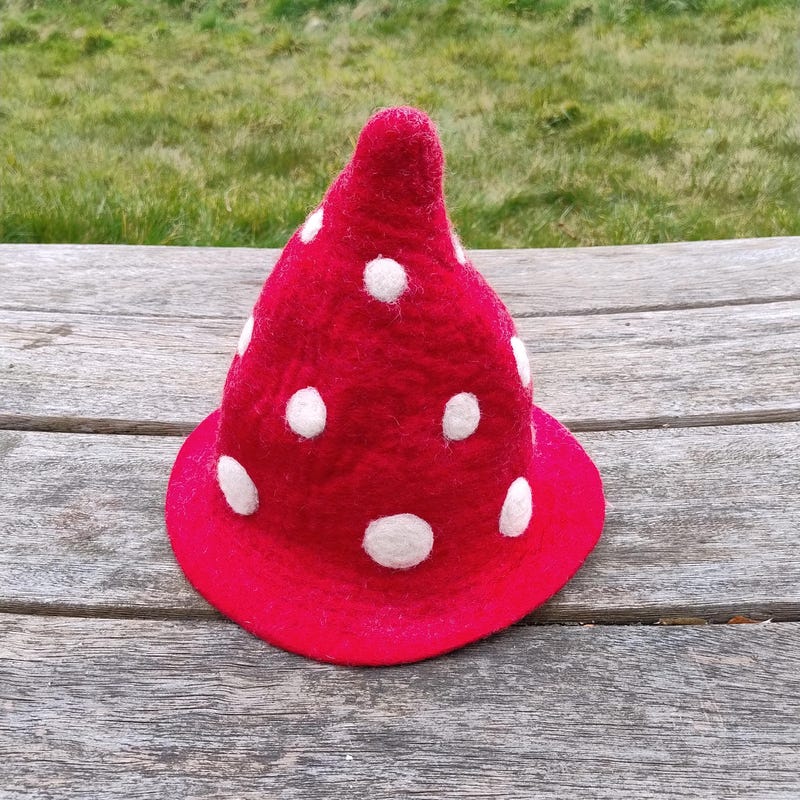 Red Felt Pointy Hat - Etsy UK