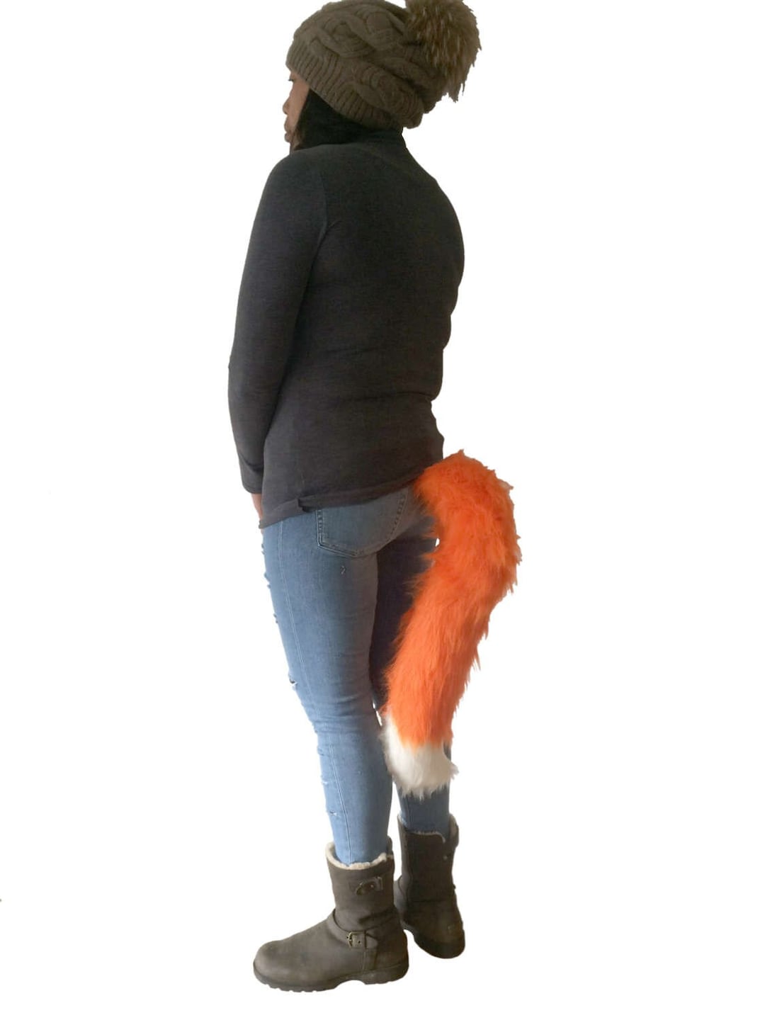 Red Fox Bright Orange Faux Fur Animal Tail Fancy Dress up Costume Party ...