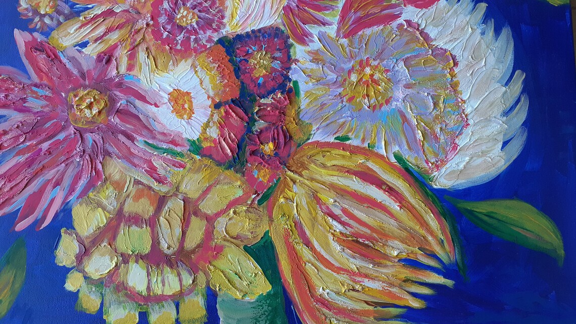 Peinture avec une épaisseur de pate structurante sur toile | Etsy