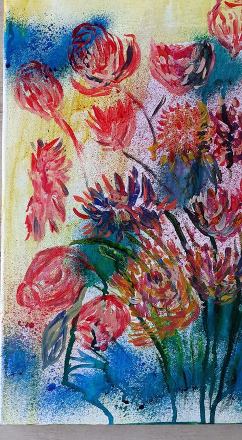 Colorful painting of imaginary flowers The bouquet of the | Etsy