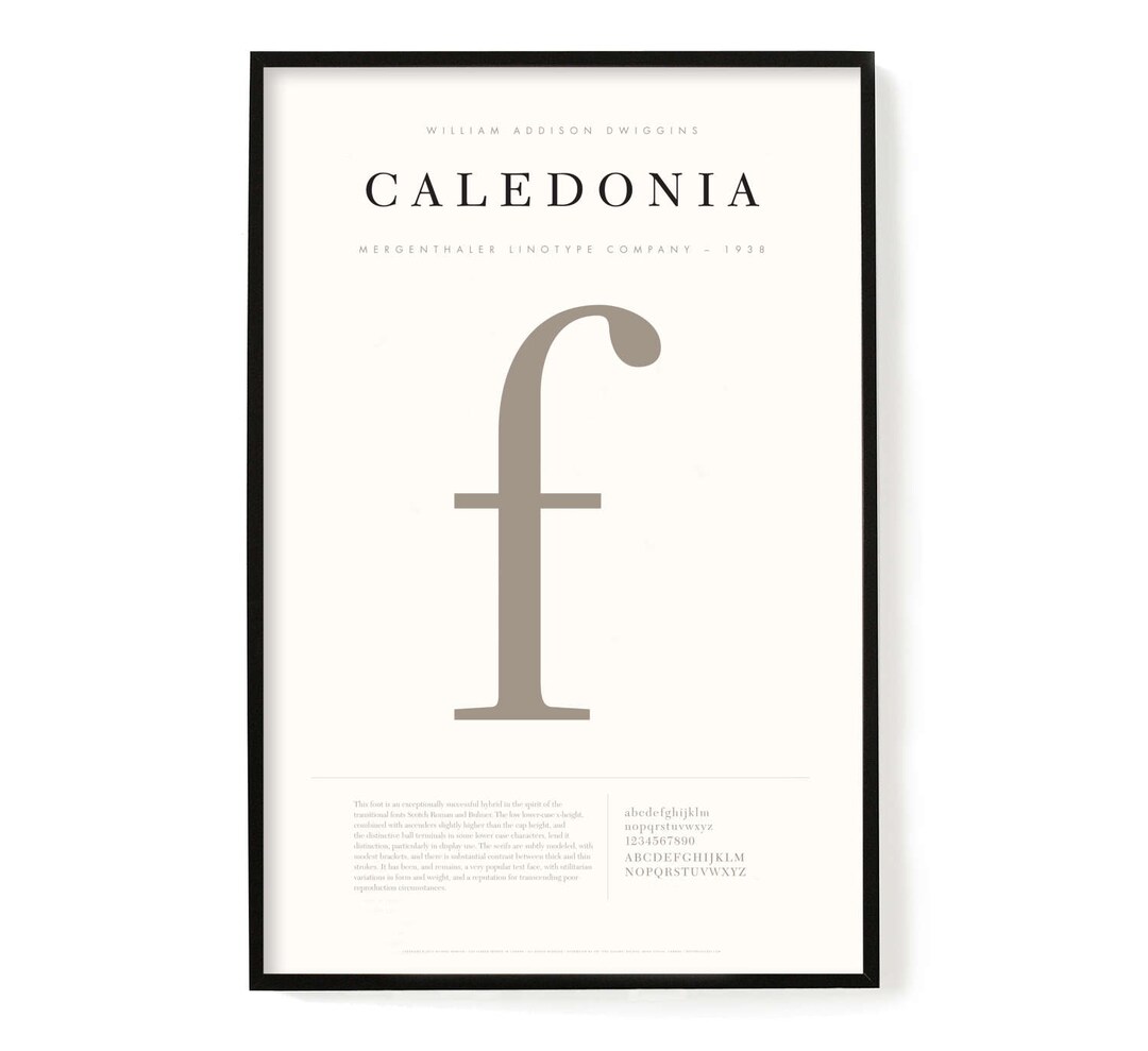 Caledonia Typography Poster, Archival Print on Premium Paper, Wall Art ...