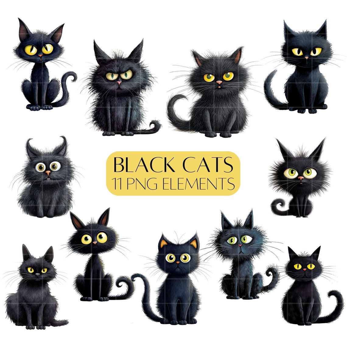 Black Cat Clipart Bundle Cat Lovers PNG Images Clipart Cats Halloween ...