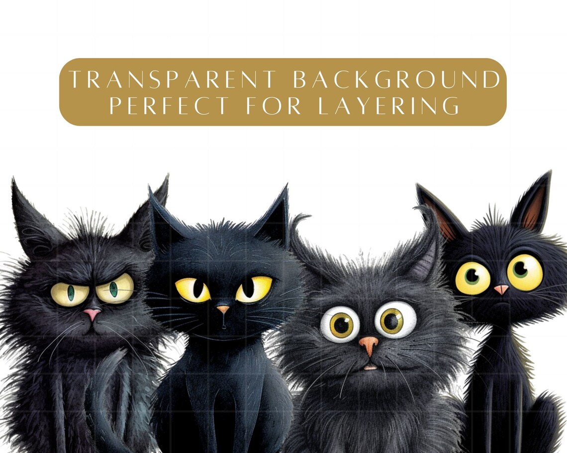 Black Cat Clipart Bundle Cat Lovers PNG Images Clipart Cats Halloween ...