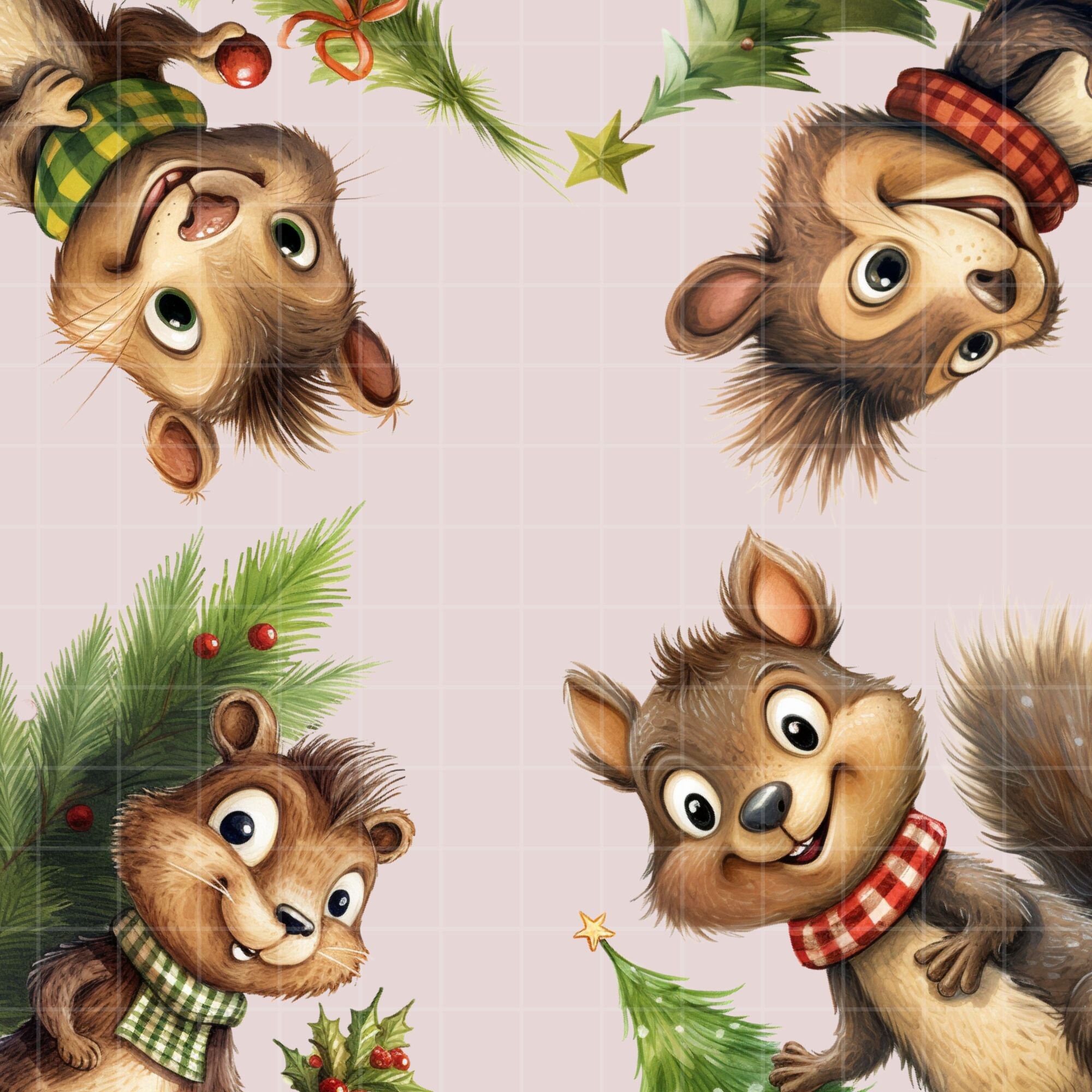 Christmas Clipart Commercial Use Cute Forest Animals With Christmas ...