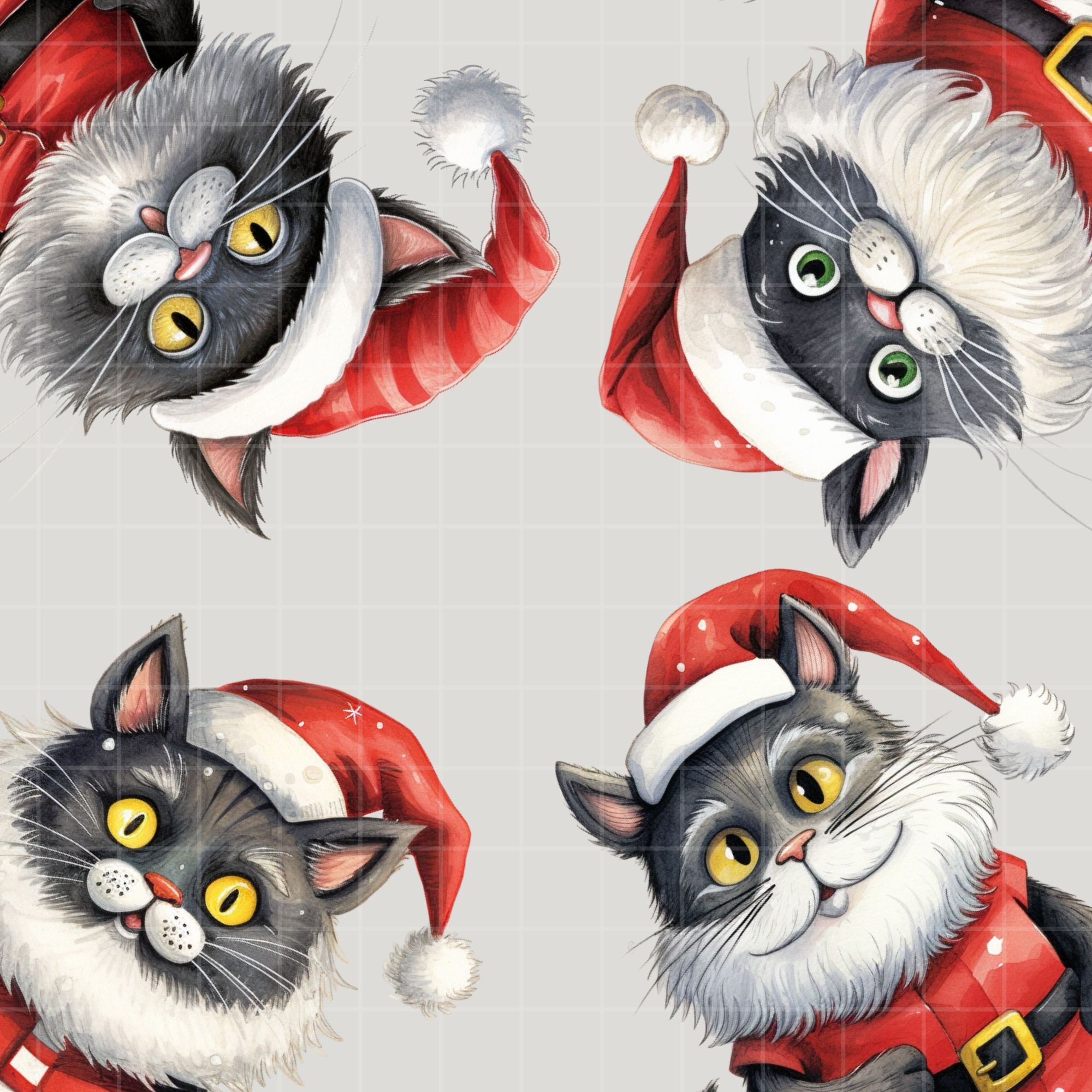 Christmas Clipart Commercial Use Cute Black Cat Santas Clipart for ...