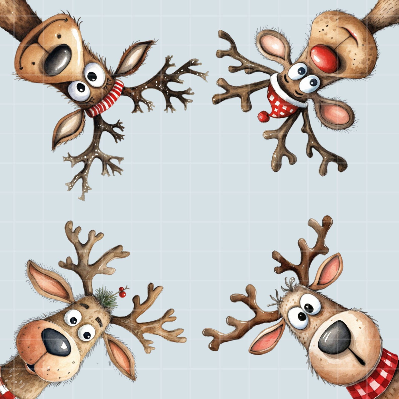 Cute Reindeers Christmas Themed Illustrated Clipart PNG Commercial Use ...
