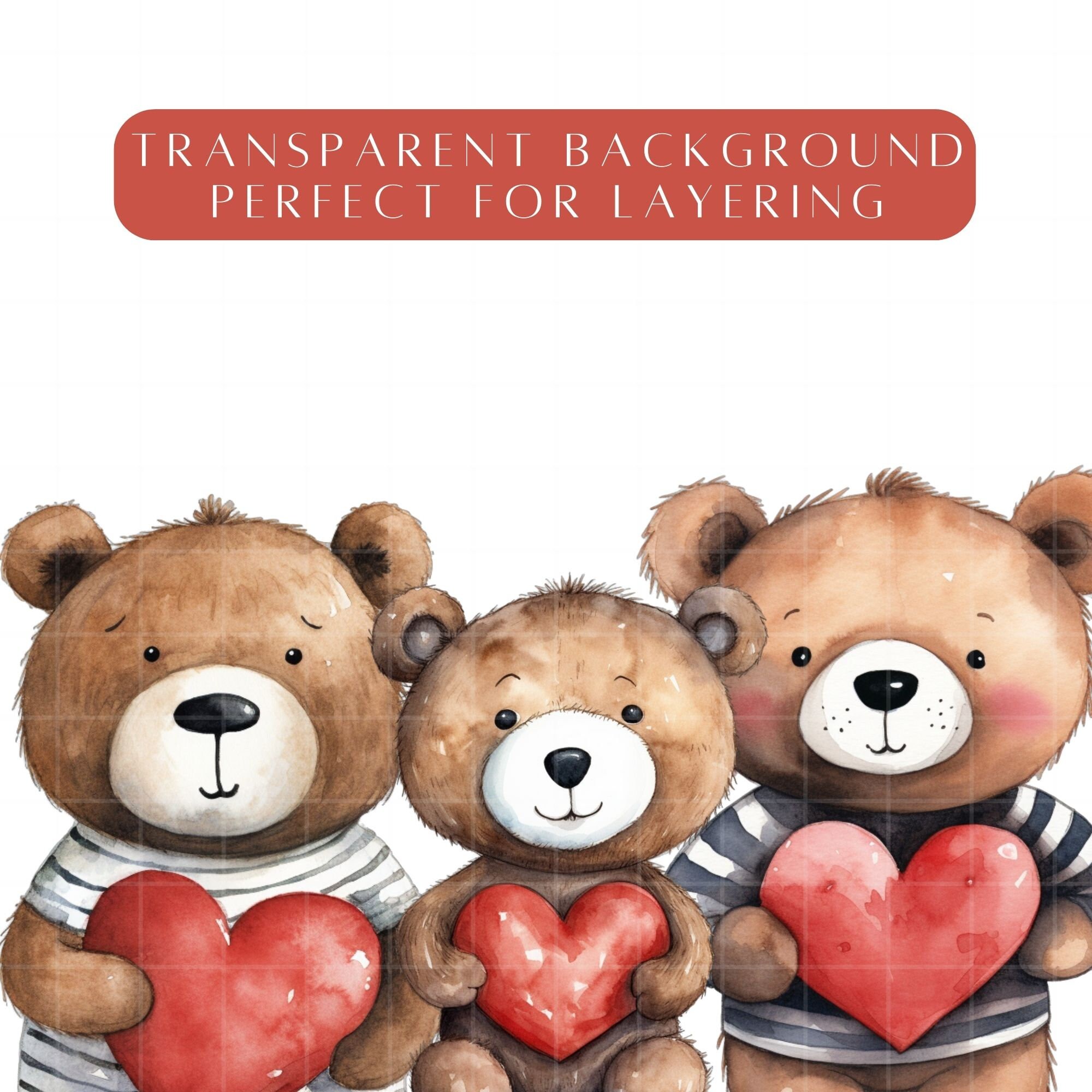 Valentines Day PNG Clipart Collection Cute Bears Holding Love Hearts ...