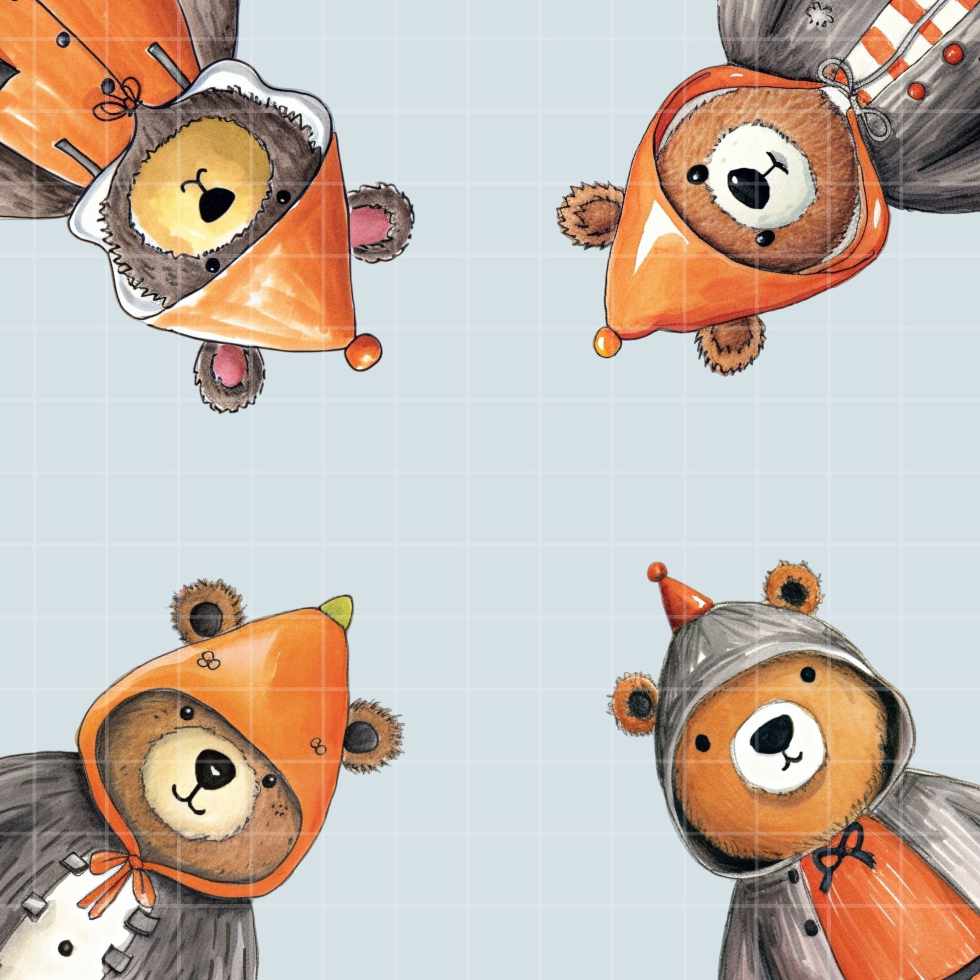 Halloween PNG Clipart Set Cute Halloween Clipart for Kids Bears in ...