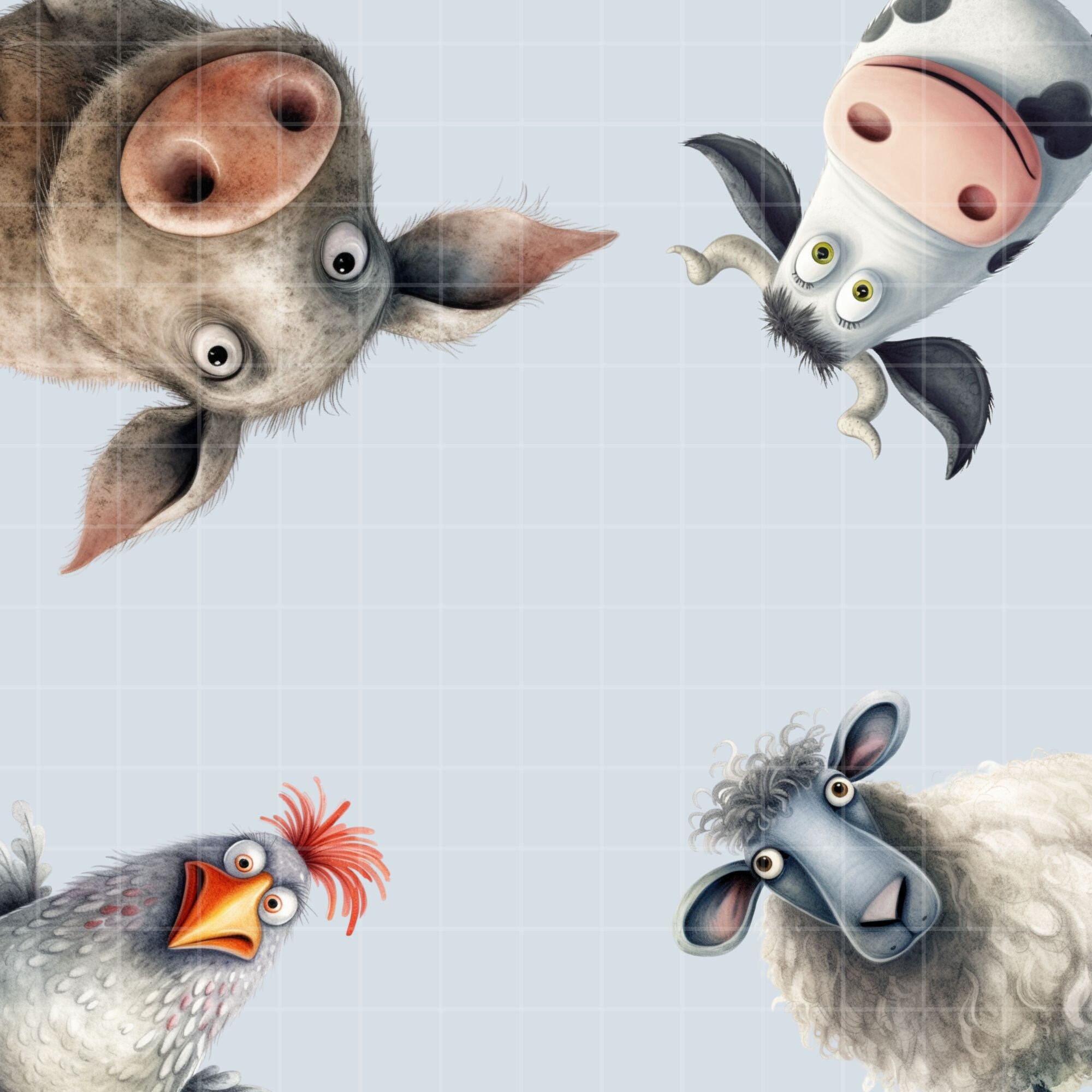 Clipart Farm Animals Pack PNG Commercial Use Clipart Pigs Cows Sheep ...