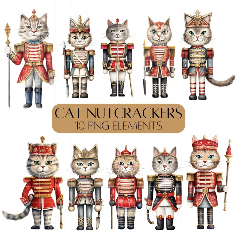 Nutcracker PNG Clipart Set Cat Nutcracker Cute Christmas Clipart ...