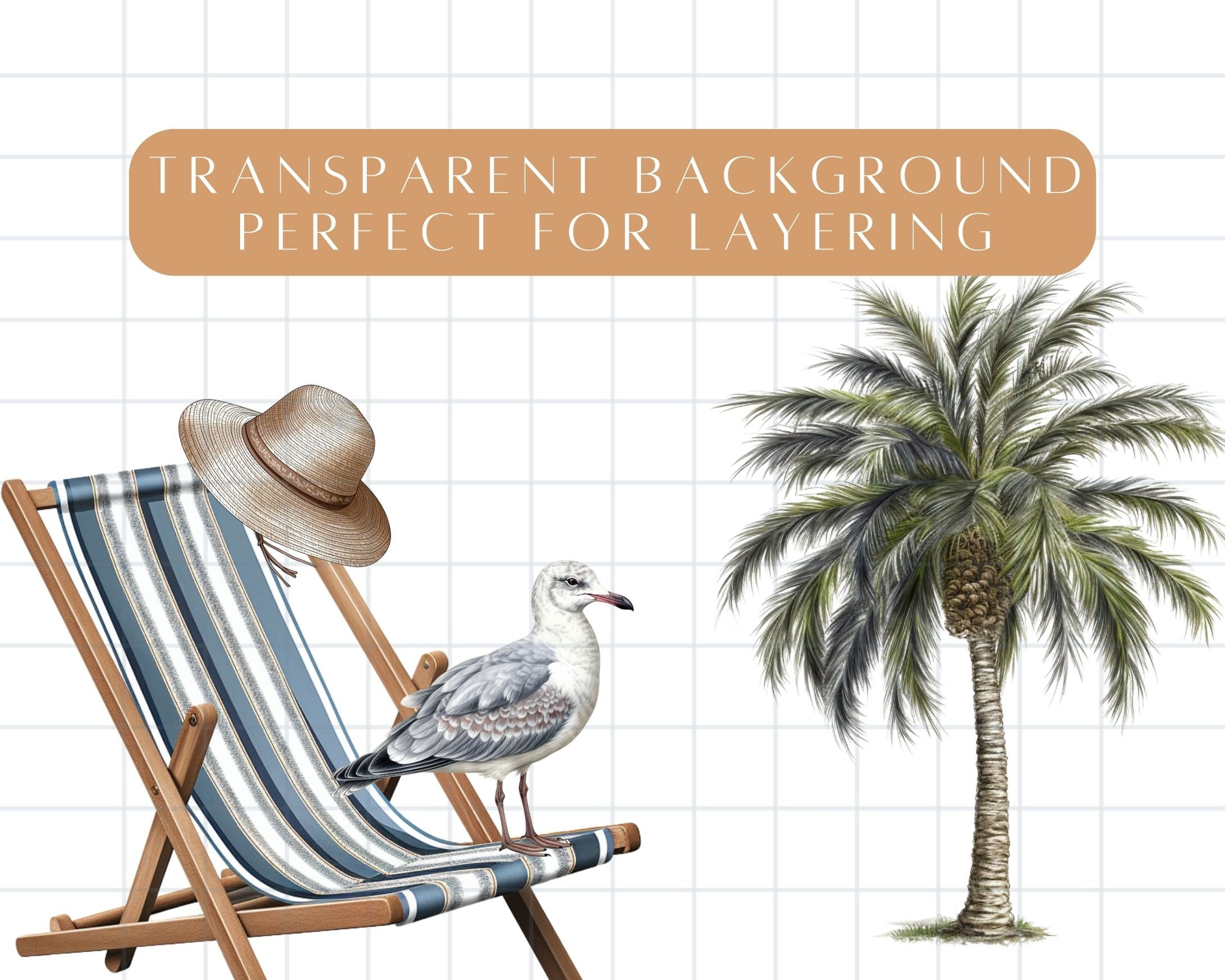 Beach Themed Clipart Set Beach Vibes Commercial Use Seagull - Etsy