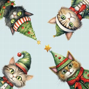 Christmas Clipart Set Santa and His Helpers Cat Santa Cute Festive ...