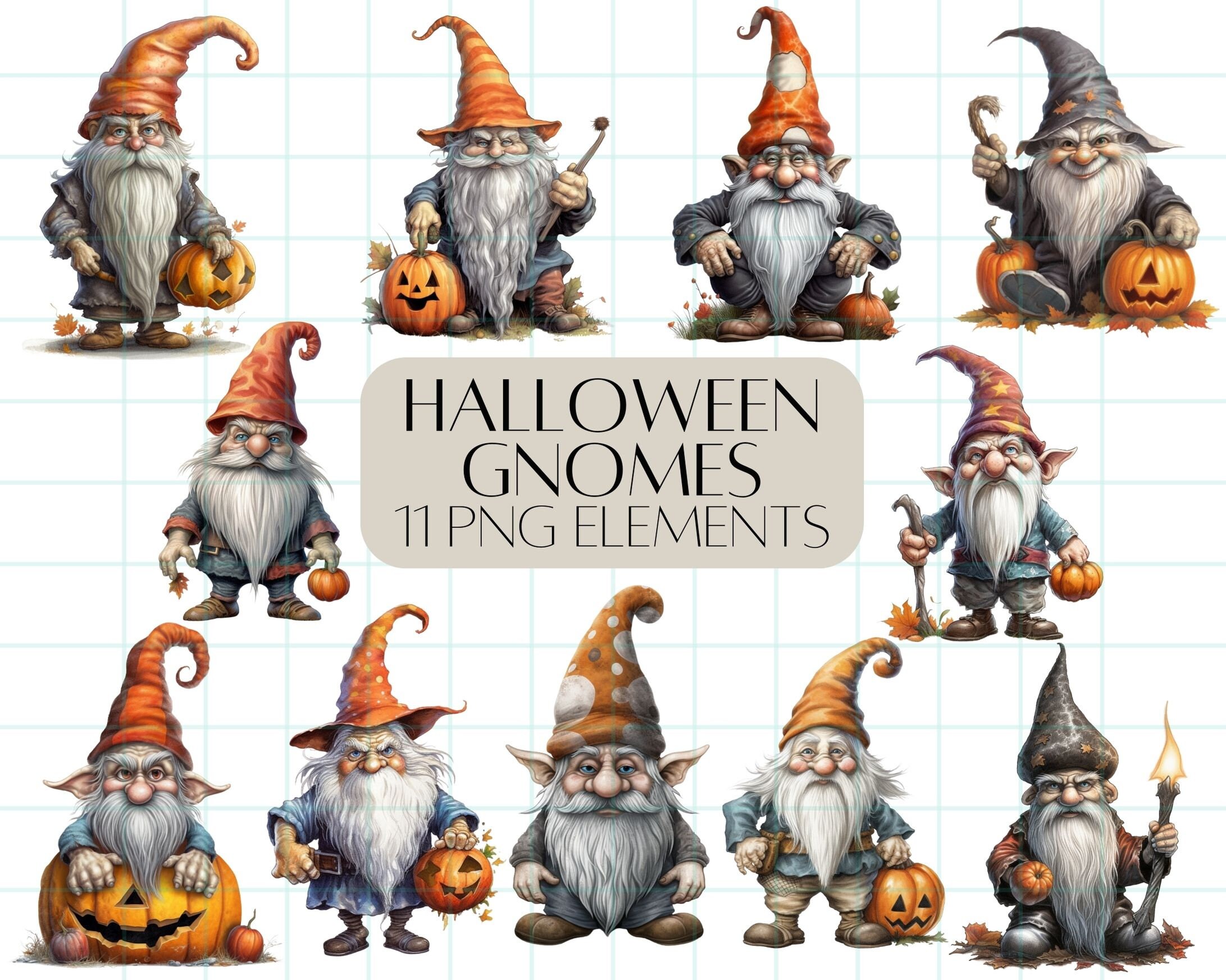 Garden Gnome Clipart Set Halloween Themed Spooky Clipart Gnome Digital ...