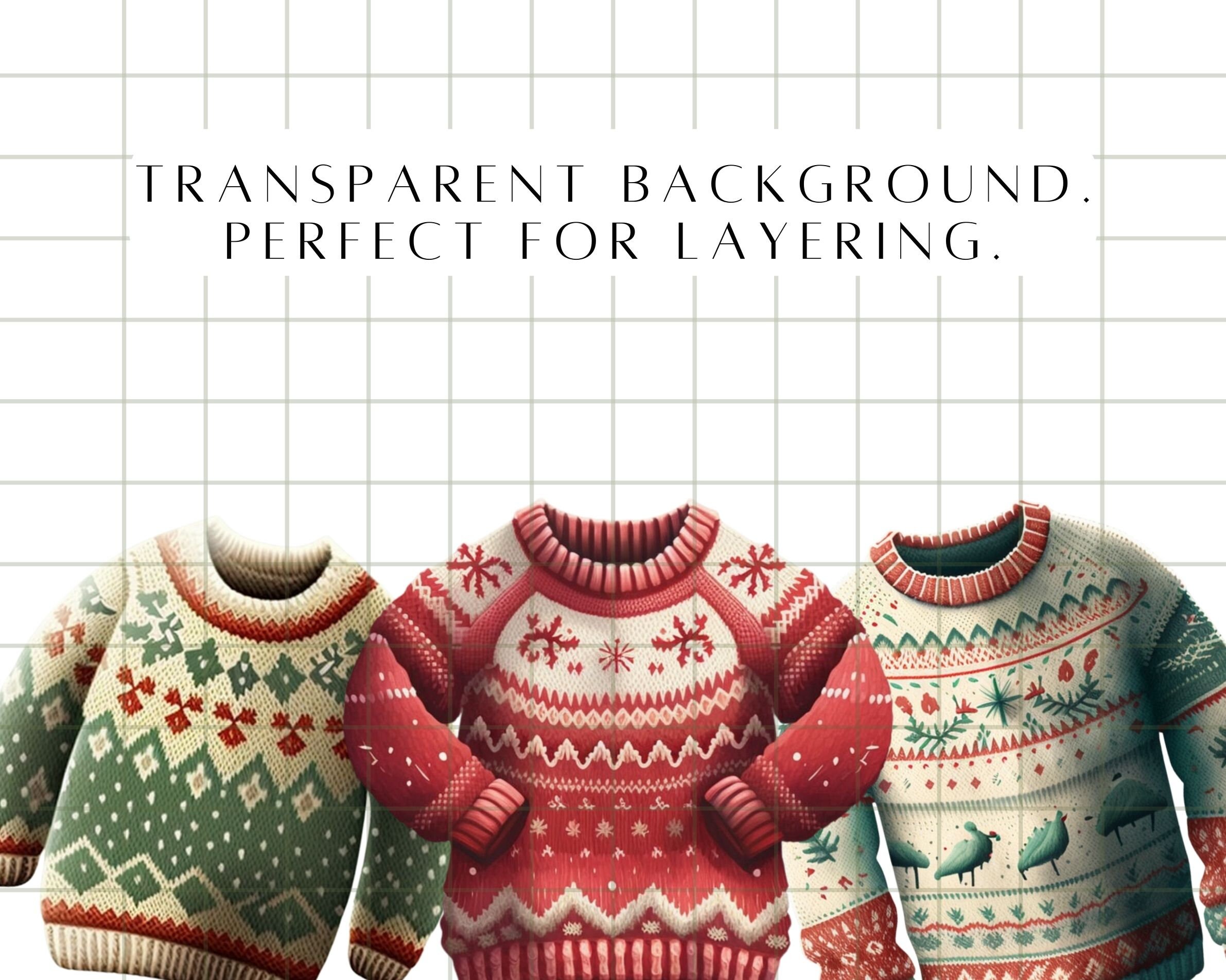 Christmas Themed Knitted Jumpers Clipart PNG Commercial Use - Etsy